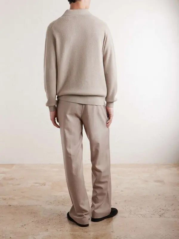 LARDINI Knitted Wool And Cashmere-blend Polo Shirt