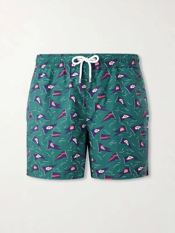 DRAKE'S Straight-leg Mid-length Printed Swim Shorts