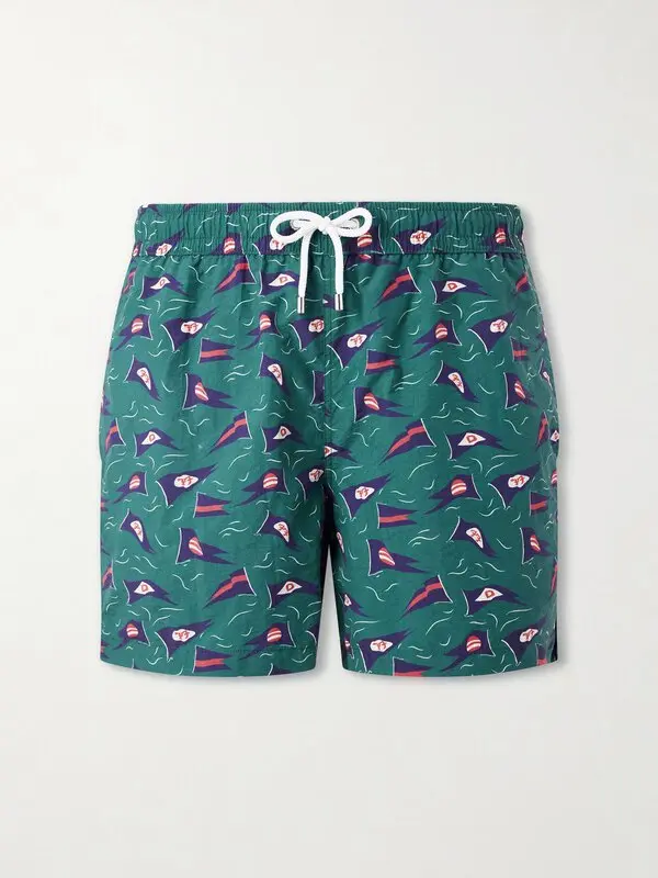 DRAKE'S Straight-leg Printed Swim Shorts - Green