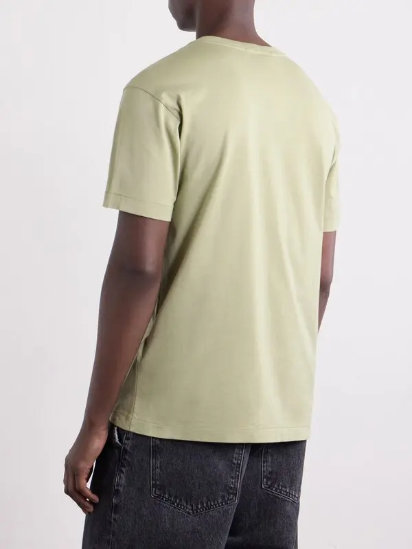 Stone Island Logo-appliquéd Garment-dyed Cotton-jersey T-shirt - Green