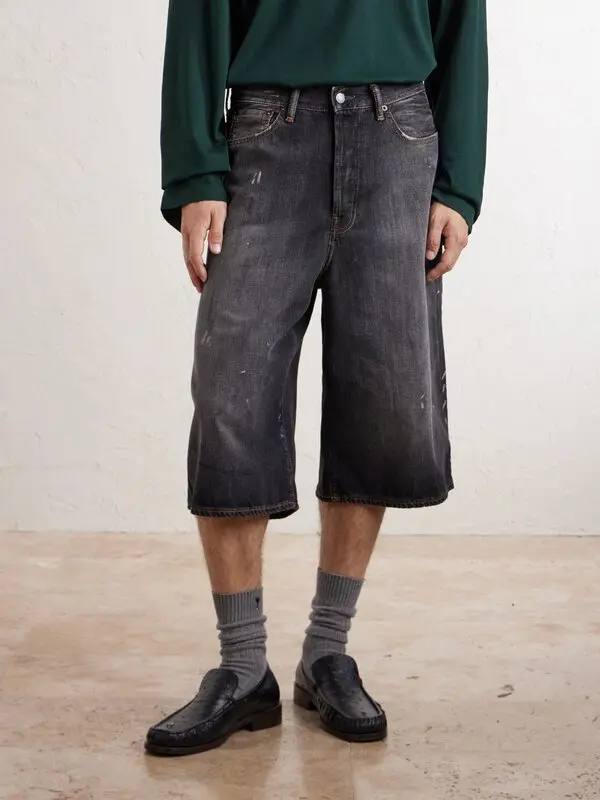 Acne Studios Cotton Denim Shorts - Gray