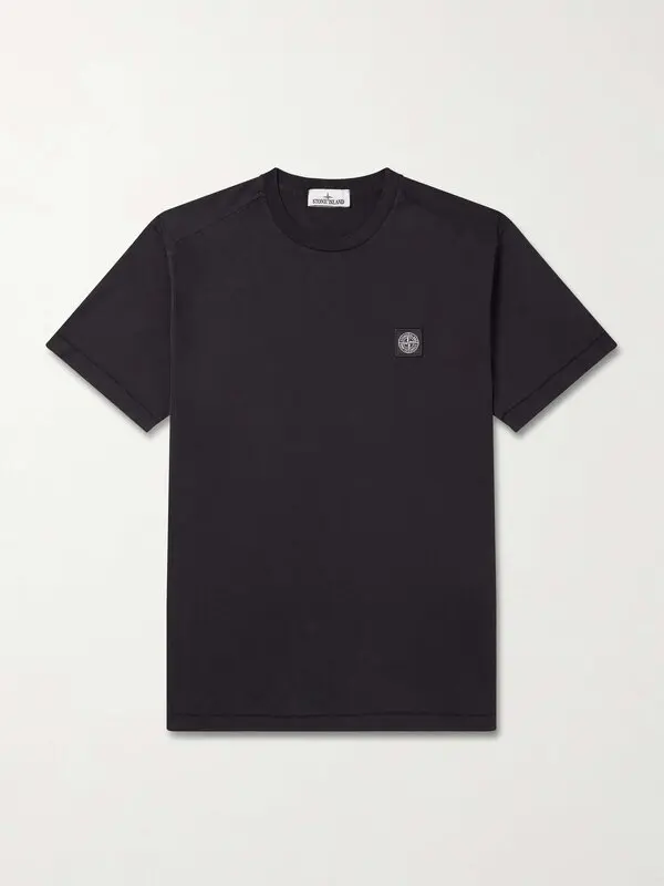 Stone Island Logo-appliquéd Cotton-jersey T-shirt - Black