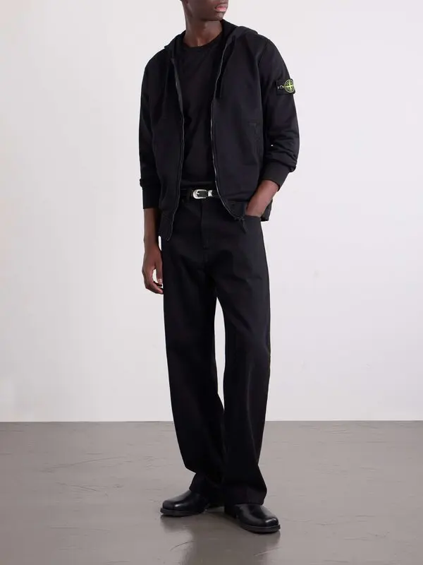 Stone Island Logo-appliquéd Cotton-jersey T-shirt - Black