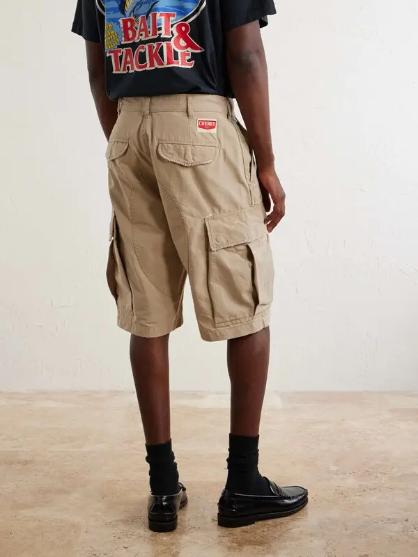 CHERRY LOS ANGELES Wide-leg Cargo Cotton Shorts
