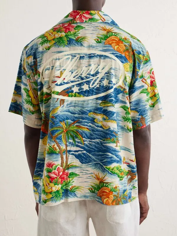 CHERRY LOS ANGELES Camp-collar Logo-printed Poplin Shirt