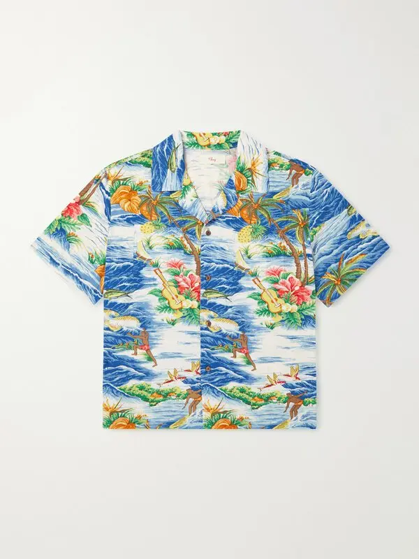 CHERRY LOS ANGELES Camp-collar Logo-printed Poplin Shirt