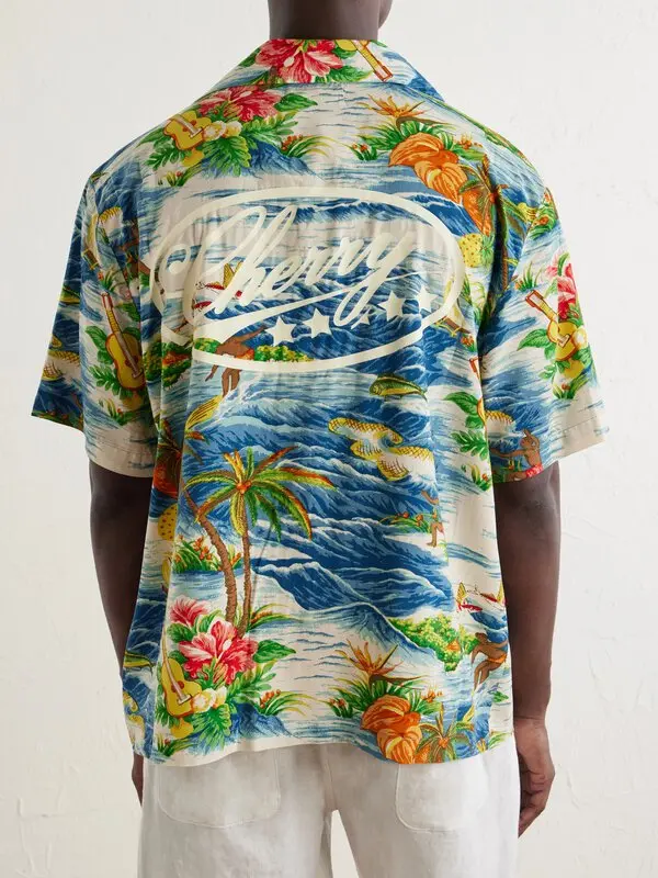 CHERRY LOS ANGELES Camp-collar Logo-printed Poplin Shirt