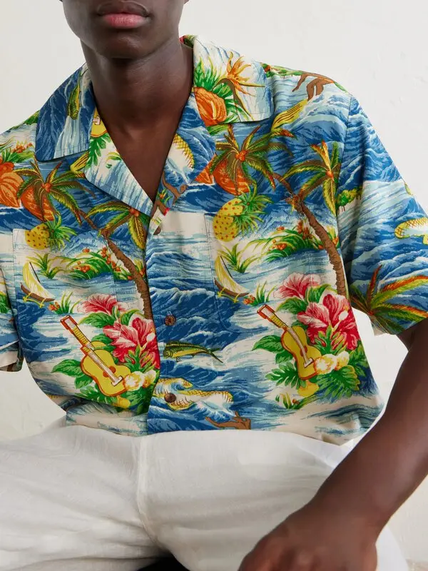 CHERRY LOS ANGELES Camp-collar Logo-printed Poplin Shirt