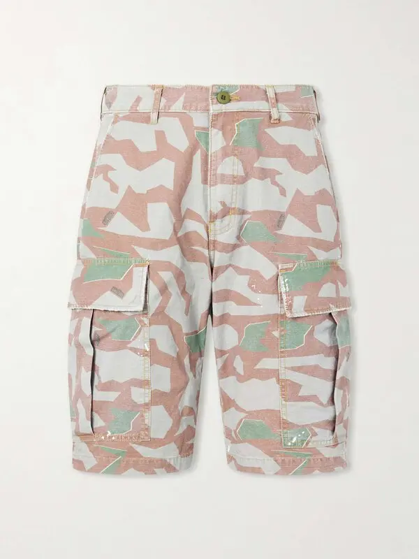 CHERRY LOS ANGELES Wide-leg Camouflage-print Shorts