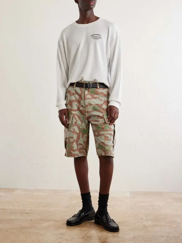 CHERRY LOS ANGELES Wide-leg Camouflage-print Shorts