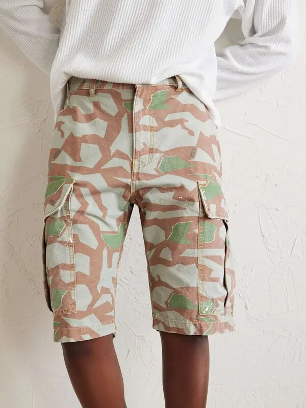CHERRY LOS ANGELES Wide-leg Camouflage-print Shorts