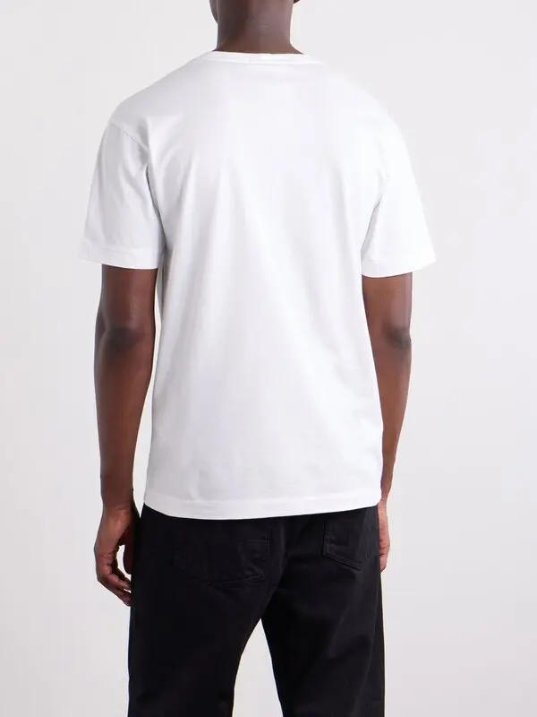 Stone Island Logo-appliquéd Garment-dyed Cotton-jersey T-shirt - White