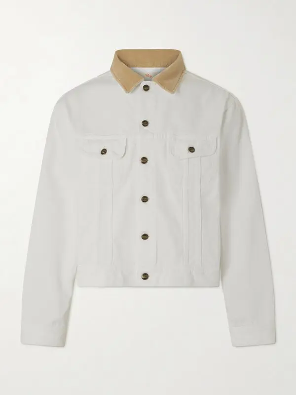 CHERRY LOS ANGELES Corduroy Collar Denim Trucker Jacket - Neutrals