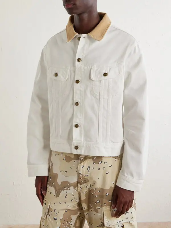 CHERRY LOS ANGELES Corduroy Collar Denim Trucker Jacket