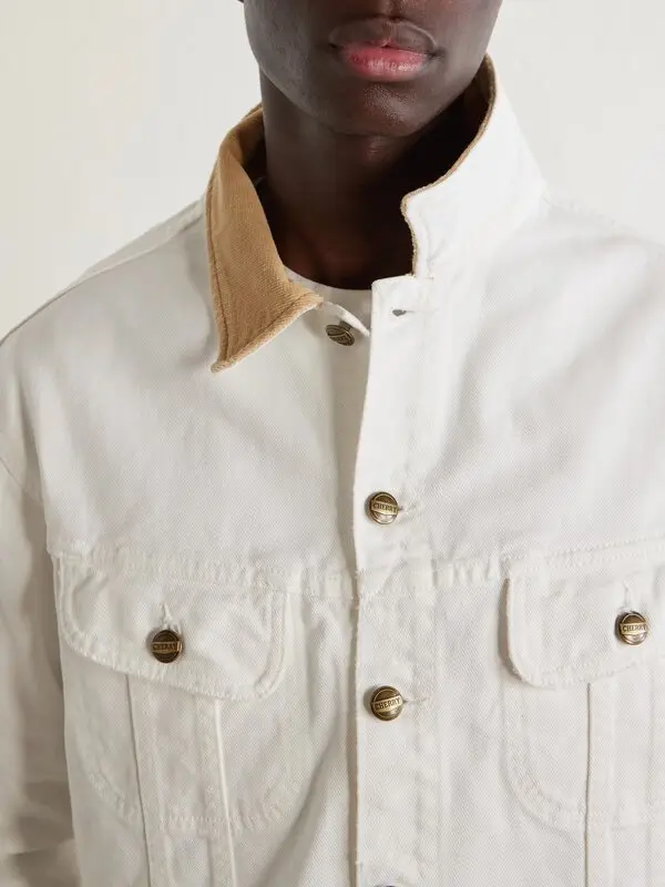 CHERRY LOS ANGELES Corduroy Collar Denim Trucker Jacket