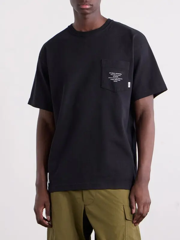 WTAPS Logo-appliquéd Printed Cotton-jersey T-shirt