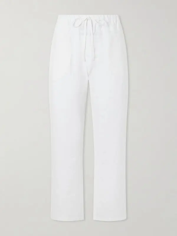 CHERRY LOS ANGELES Straight-leg Linen Trousers - White