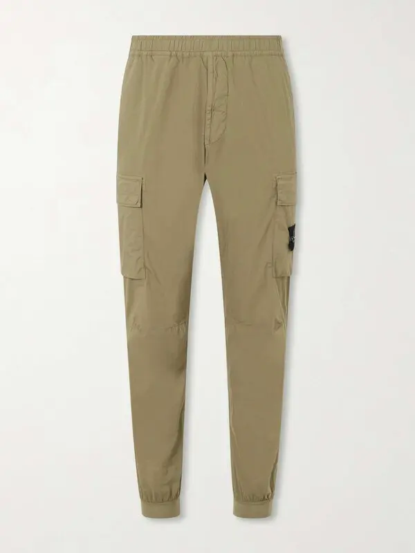 Stone Island Tapered Stretch-cotton Shell Cargo Trousers - Green