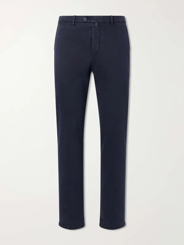 Kiton Straight-leg Lyocell-blend Trousers - Navy