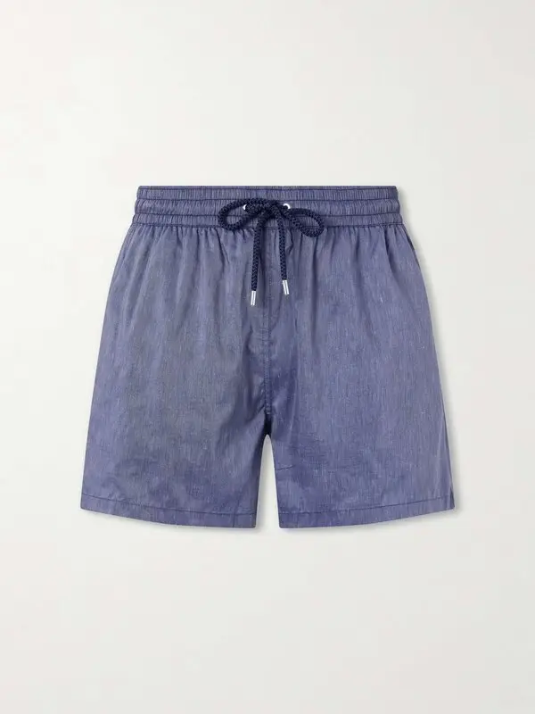 Frescobol Carioca Rio Straight-leg Linen Blend Swim Short - Navy