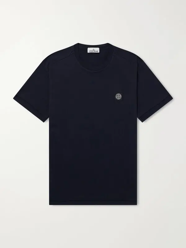 Stone Island Logo-appliquéd Cotton-jersey T-shirt - Blue