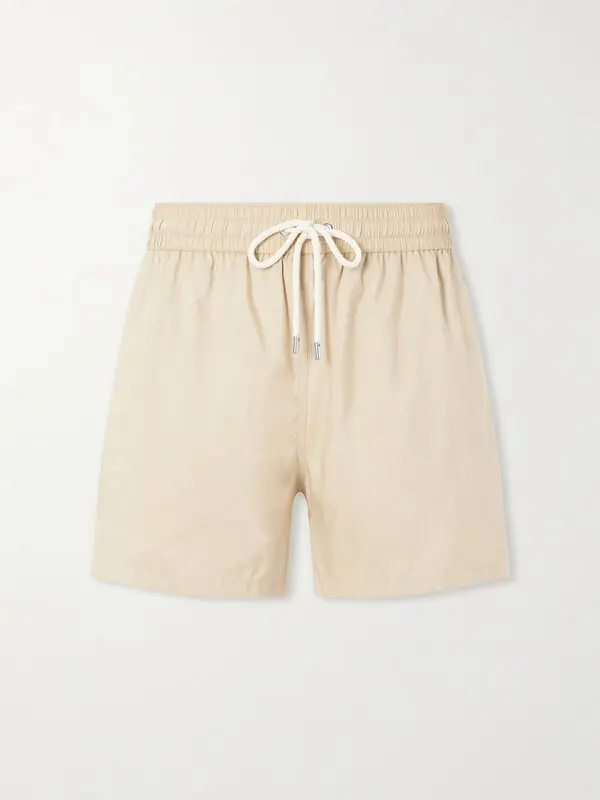 Frescobol Carioca Straight-leg Linen Blend Swim Shorts - Neutrals