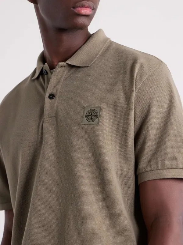 Stone Island Logo-appliquéd Cotton-piqué Polo Shirt - Green