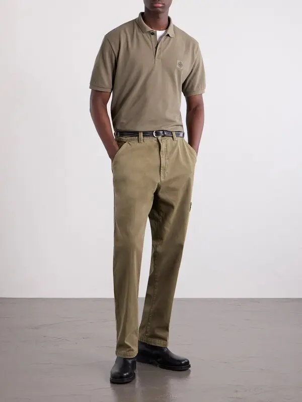 Stone Island Logo-appliquéd Cotton-piqué Polo Shirt - Green