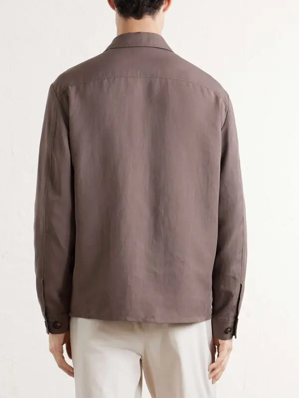 Eleventy Lyocell And Linen-blend Shirt
