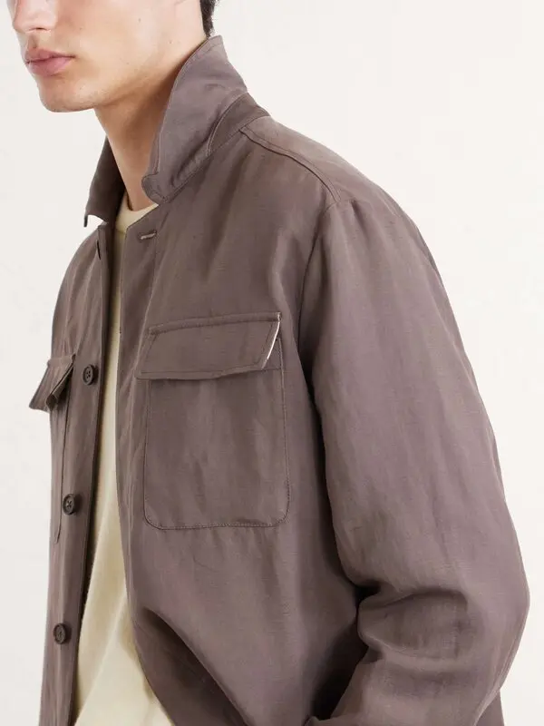 Eleventy Lyocell And Linen-blend Shirt
