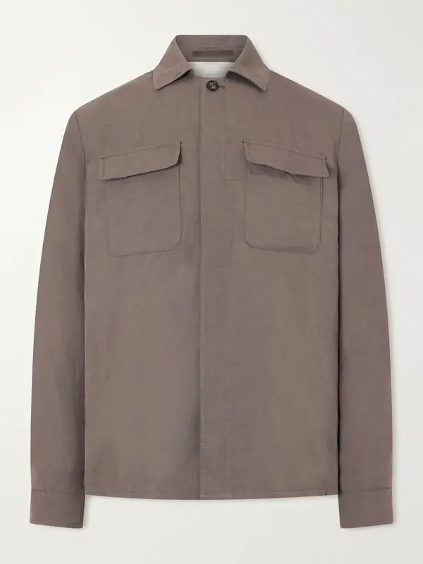 Eleventy Lyocell And Linen-blend Shirt
