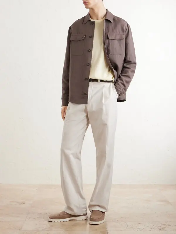 Eleventy Lyocell And Linen-blend Shirt