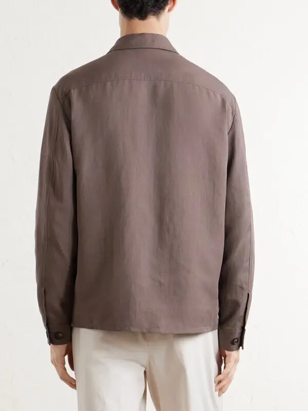 Eleventy Lyocell And Linen-blend Shirt