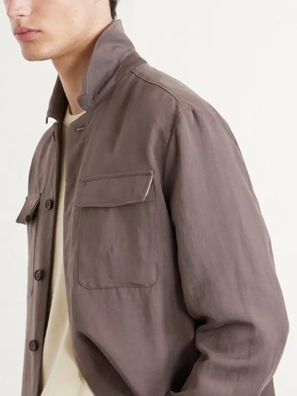 Eleventy Lyocell And Linen-blend Shirt
