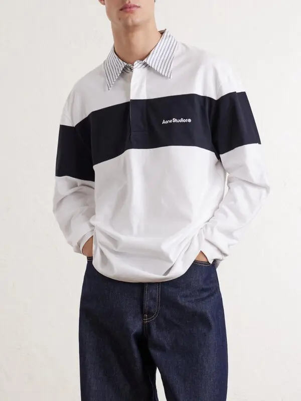 Acne Studios Logo-embroidered Cotton-jersey Polo Shirt