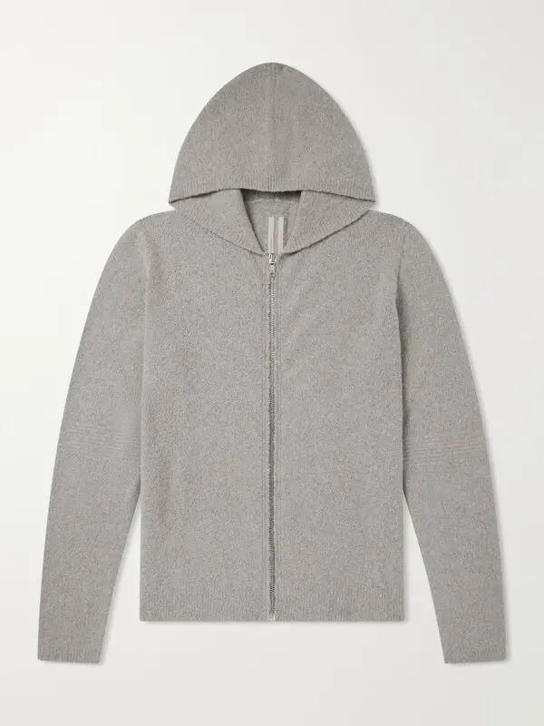 Rick Owens Cashmere-blend Felt Zip-up Hoodie - Gray