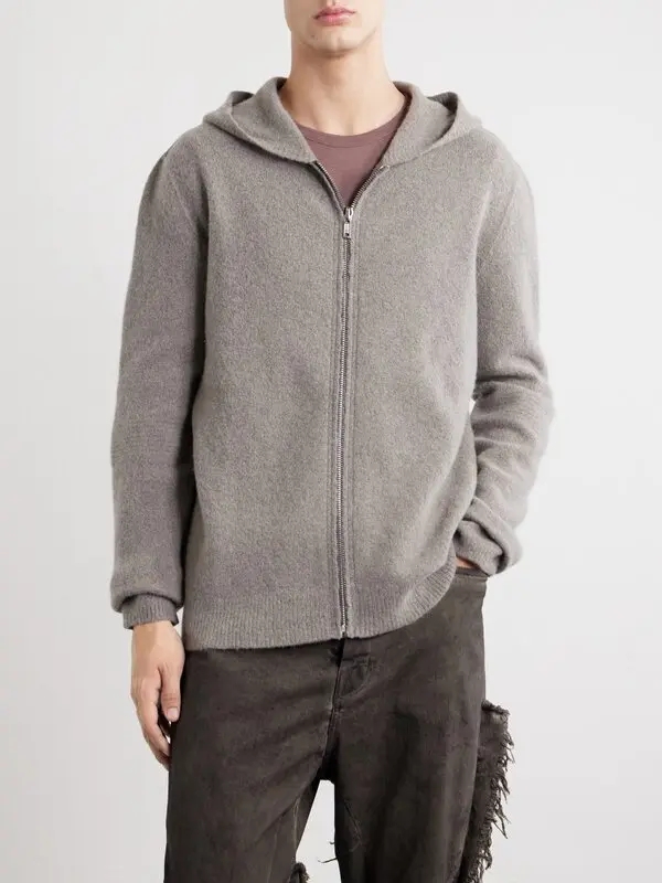 Rick Owens Cashmere-blend Felt Zip-up Hoodie