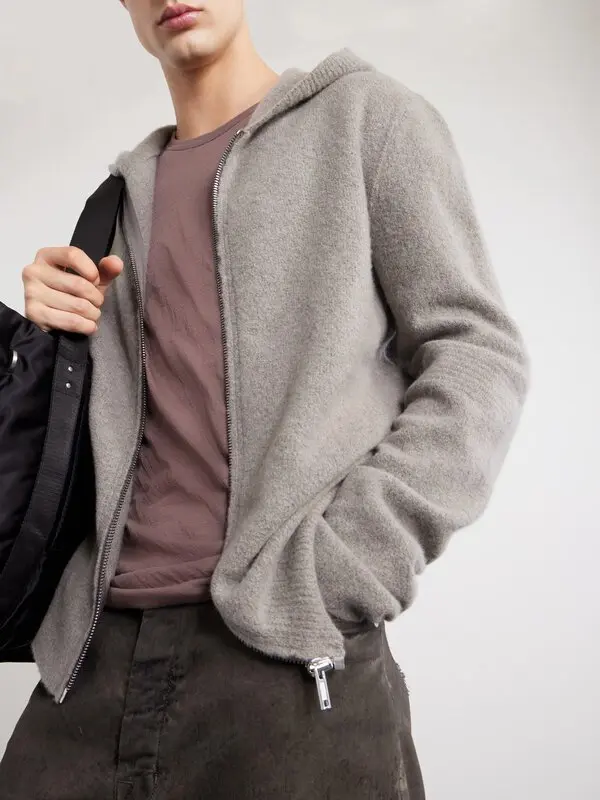 Rick Owens Cashmere-blend Felt Zip-up Hoodie