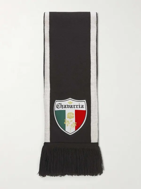 ADIDAS ORIGINALS Willy Chavarria Fringed Printed Jersey Scarf - Black