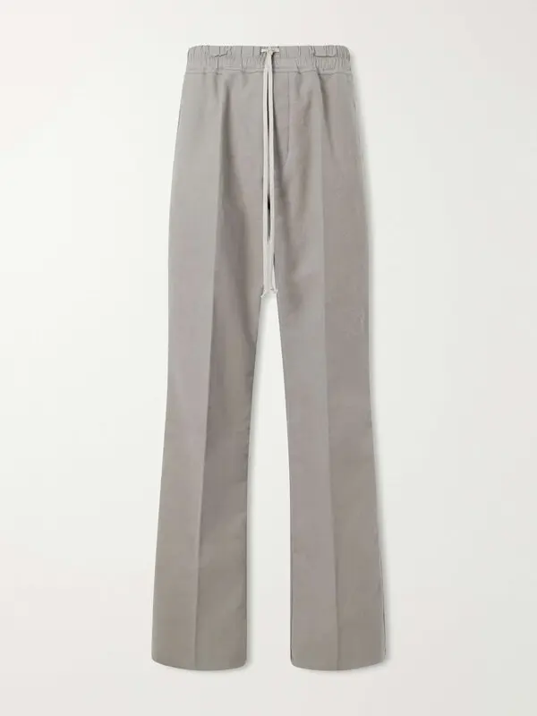 Rick Owens Dietrich Straight-leg Cotton-twill Drawstring Trousers - Gray