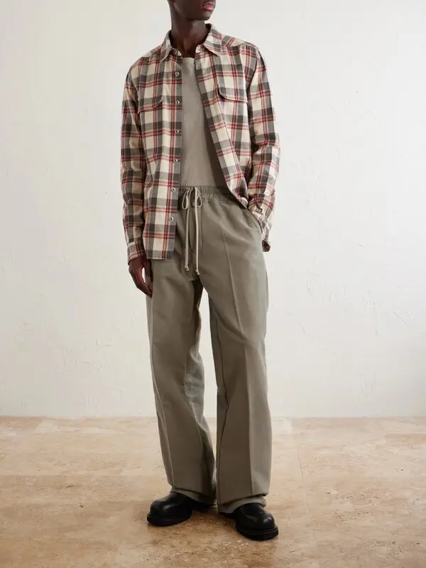 Rick Owens Dietrich Straight-leg Cotton-twill Drawstring Trousers - Gray