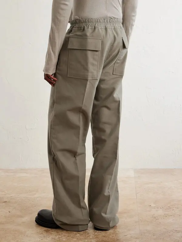 Rick Owens Dietrich Straight-leg Cotton-twill Drawstring Trousers - Gray