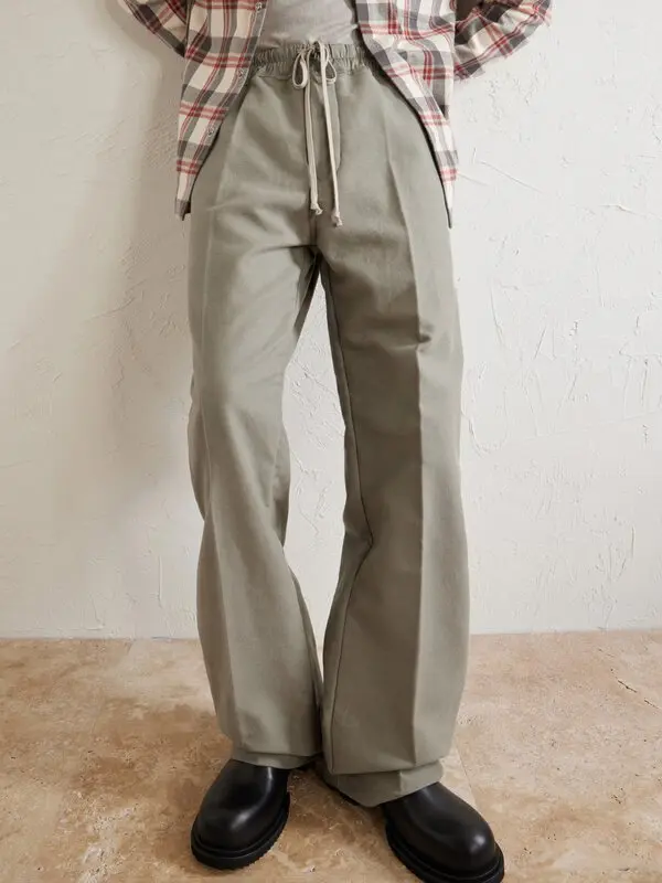 Rick Owens Dietrich Straight-leg Cotton-twill Drawstring Trousers - Gray
