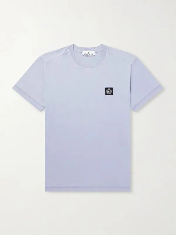 Stone Island Logo-appliquéd Garment-dyed Cotton-jersey T-shirt - Gray