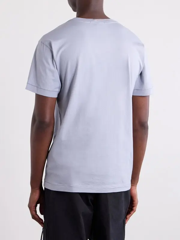 Stone Island Logo-appliquéd Garment-dyed Cotton-jersey T-shirt - Gray