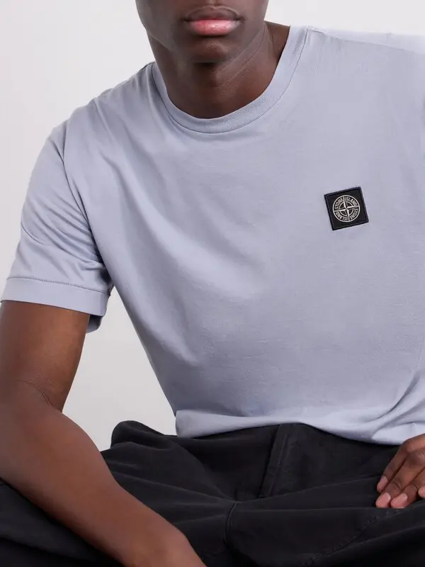 Stone Island Logo-appliquéd Garment-dyed Cotton-jersey T-shirt - Gray