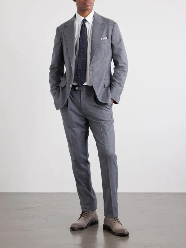 Brunello Cucinelli Straight-leg Wool Flannel Trousers