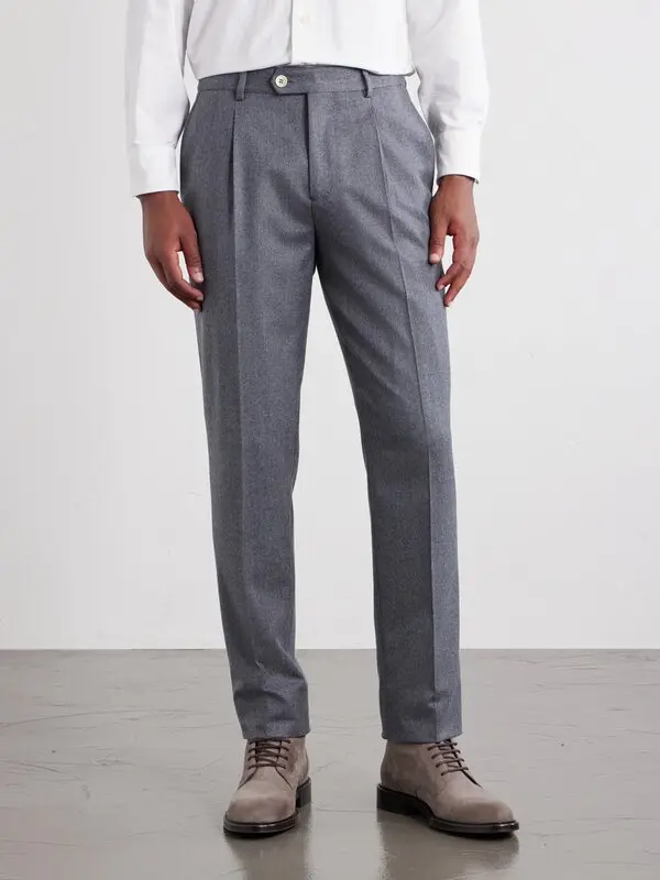 Brunello Cucinelli Straight-leg Wool Flannel Trousers