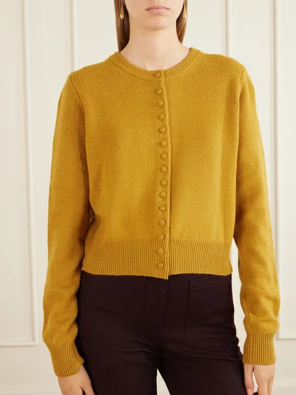 Tove Signe Wool And Cashmere-blend Cardigan - Yellow
