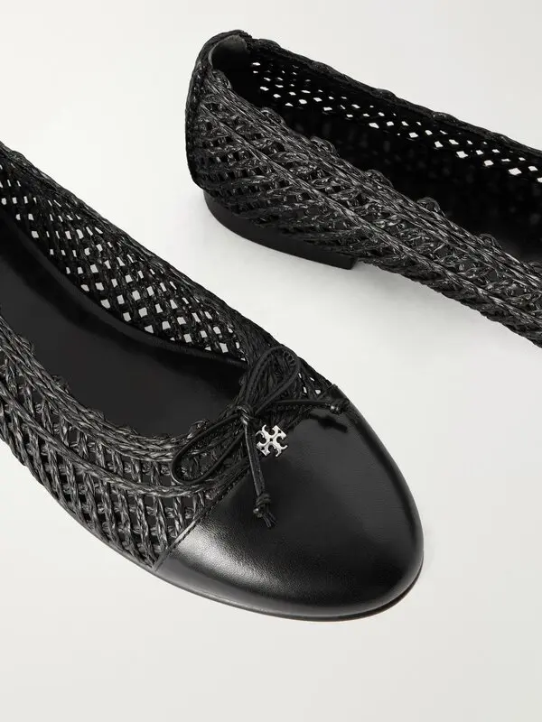 Tory Burch Bow-detail Raffia Ballet Flats
